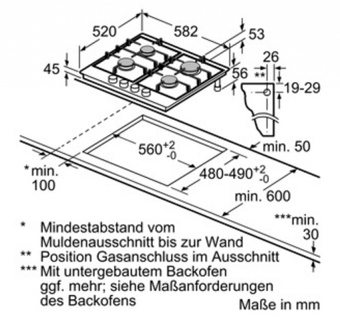 Neff TDS 2649 N/T26DS49N0, Autarkes Gaskochfeld