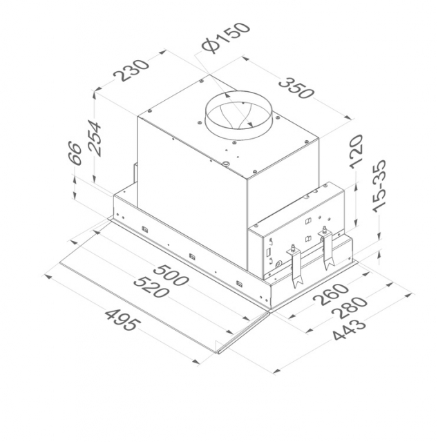 Novy Fusion Schrankhaube 680, Hartglasoberfläche