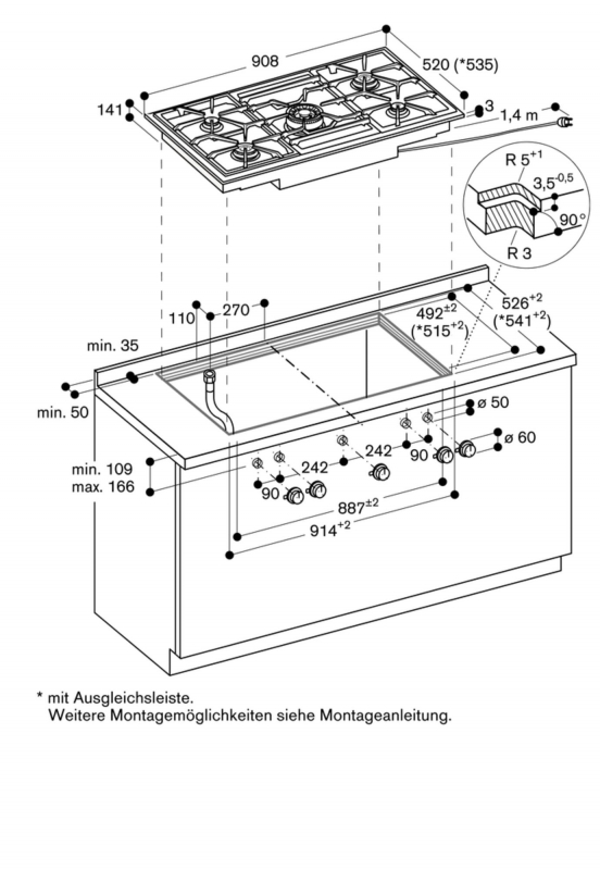 Gaggenau VG 491 211 Vario Gaskochfeld