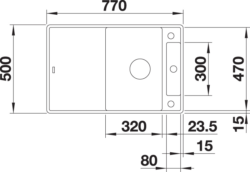 Blanco Axia III 45 S-F, flächenbündig, weiss