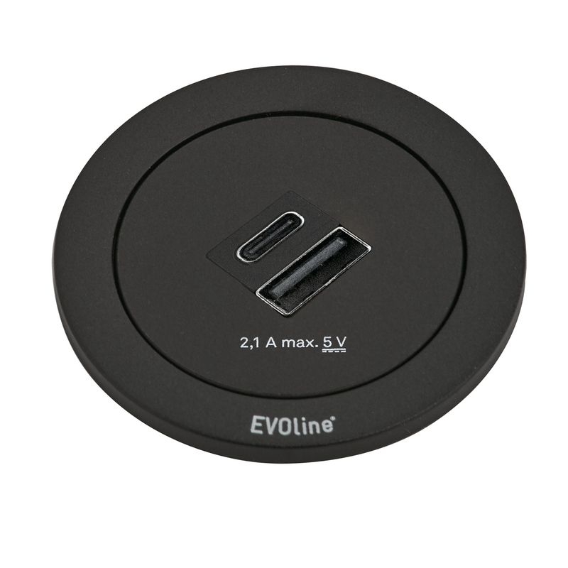 Naber Evoline® One Doppel USB A+C, Ring schwarz